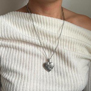 Jewelry | Y2k 200s Vintage Silver Cute Heart Pendant Locket Chain ...
